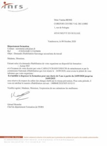 Habilitation INRS - CARSAT - COREFOR Centre-Val de Loire